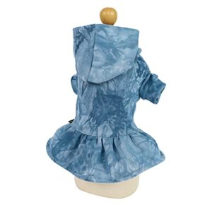 Fitwarm 100% Cotton Tie Dye Dog Clothes Dog Hoodie Dresses Breathable Skirt Girl Doggie Dress Puppy Outfits Cat Sweatshirt Apparel Blue X-Small