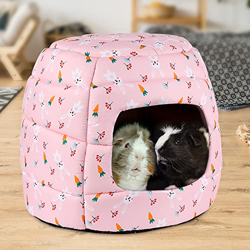 YUEPET Large Rabbit Bed House Foldable Winter Warm Bunny Hideout Cave for Guinea Pig Hamster Squirrel Ferret Hedgehog Chinchilla Cozy Cage Accessories