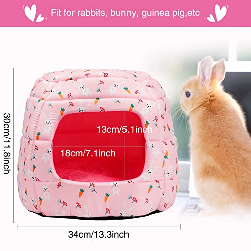 YUEPET Large Rabbit Bed House Foldable Winter Warm Bunny Hideout Cave for Guinea Pig Hamster Squirrel Ferret Hedgehog Chinchilla Cozy Cage Accessories