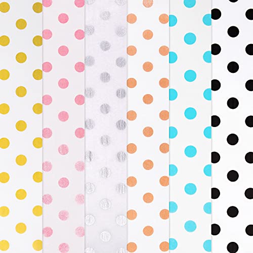 MR FIVE 120 Sheets Polka Dot Tissue Paper Bulk,20" x 28",Tissue Paper for Packaging,Gift Wrapping Tissue Paper for Gift Bags,Tissue Paper for Baby Shower,Birthday,Weddings,Holiday Party,6 Colors