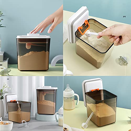 Airtight Food Storage Container Set Mechanical Silicone Seal Canister-BPA-Free Clear Plastic Kitchen Pantry Organization Storage with Durable Lids Ideal for Cereal, Flour& Sugar-Spoon included