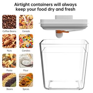 Airtight Food Storage Container Set Mechanical Silicone Seal Canister-BPA-Free Clear Plastic Kitchen Pantry Organization Storage with Durable Lids Ideal for Cereal, Flour& Sugar-Spoon included