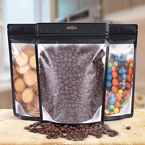 Resealable Bags, Mylar Bags Smell Proof Bags with Clear Window,Packaging Bags for Storage Coffee Beans, Cookie, Lipstick, Candy，150 Pieces， 6"x9"&4"x6"