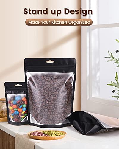 Resealable Bags, Mylar Bags Smell Proof Bags with Clear Window,Packaging Bags for Storage Coffee Beans, Cookie, Lipstick, Candy，150 Pieces， 6"x9"&4"x6"