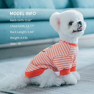 ISPET Stripe Dog Hoodie Sweatshirt Smile Stitchwork Dog Sweater 100% Cotton Pet Warm Winter Clothes for Small Medium Dogs, Red Medium