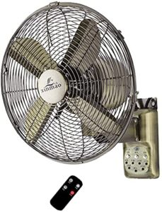 wall mount oscillating fan retro wall-mounted, industrial oscillating fan with copper motor and remote control, 3 levels adjustable, wide-angle air supply