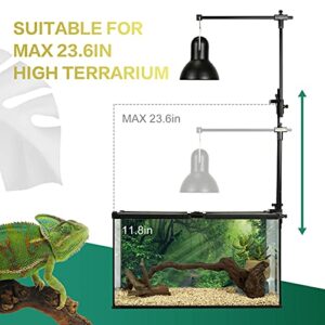 BETAZOOER Reptile Dual Lamp Stand Metal Adjustable Heating Lamp Holder Light Fixture Retractable Ideal for Reptile Glass Terrarium Amphibians/Terrestrial Invertebrates Vivarium