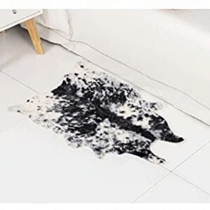 Cow Print Rug Faux Fur Rug Hide Area Rug ,2ft X 3ft, Carpet Faux Cow Skin Fur Animal Print Rugs for Home Office Living Room, Bedroom, Black and White