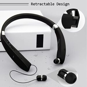 SX-991 Bluetooth Wireless Stereo Neckband Earbuds, Foldable Neck Hanging Type Telescopic Headset, CVC Broadband Noise Reduction, Smart Matching Connection for Tablet, Laptop, Desktop and Cell Phone