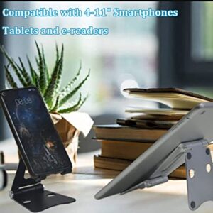 PJYU Foldable Cell Phone Stand, Adjustable Phone Stand Aluminum Alloy Mobile Phone Holder Compatible with All Phones, Tablets and E-Reader Under 11"