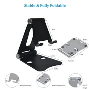 PJYU Foldable Cell Phone Stand, Adjustable Phone Stand Aluminum Alloy Mobile Phone Holder Compatible with All Phones, Tablets and E-Reader Under 11"