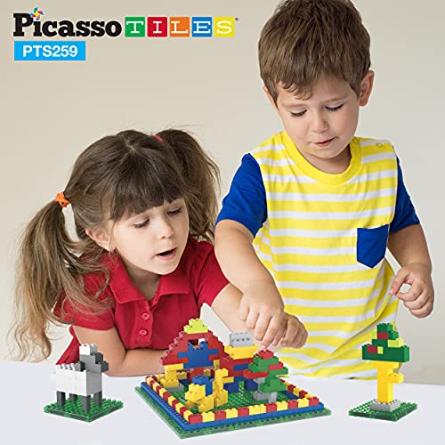 PicassoTiles 259 Piece Magnetic Brick Tile + Building Block Combo STEM Toy Set Compatible with Other Magnet Tiles Educational Toys for Children Ages 3 Years +