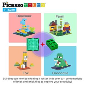 PicassoTiles 259 Piece Magnetic Brick Tile + Building Block Combo STEM Toy Set Compatible with Other Magnet Tiles Educational Toys for Children Ages 3 Years +