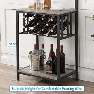 O&K FURNITURE Freestanding Wine Bar Cabinet with Glass Holder, Wine Rack Free Standing Floor, Multifunctinal Wine Cabinet Bar Furniture for Kitchen Dining Room (Gray Finsih)