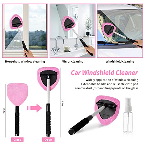 Vioview Pink Car Cleaning Kit, 14Pcs Car Interior Detailing Kit with High Power Handheld Vacuum, Cleaning Gel, Detailing Brush Set, Windshield Cleaner, Complete Car Cleaning Supplies for Deep Cleaning