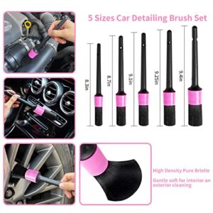 Vioview Pink Car Cleaning Kit, 14Pcs Car Interior Detailing Kit with High Power Handheld Vacuum, Cleaning Gel, Detailing Brush Set, Windshield Cleaner, Complete Car Cleaning Supplies for Deep Cleaning