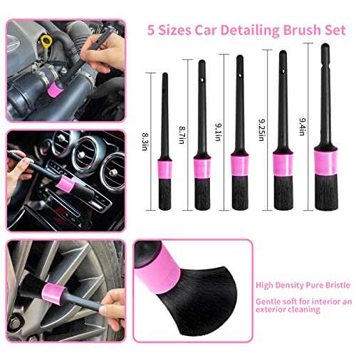 Vioview Pink Car Cleaning Kit, 14Pcs Car Interior Detailing Kit with High Power Handheld Vacuum, Cleaning Gel, Detailing Brush Set, Windshield Cleaner, Complete Car Cleaning Supplies for Deep Cleaning