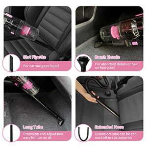 Vioview Pink Car Cleaning Kit, 14Pcs Car Interior Detailing Kit with High Power Handheld Vacuum, Cleaning Gel, Detailing Brush Set, Windshield Cleaner, Complete Car Cleaning Supplies for Deep Cleaning