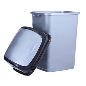 Superio Large 13 Gallon Trash Can with Swing Top Lid, Waste Bin for Kitchen, Garage, Indoor/ Outdoor Trash Can, 52 Qt,(2 Pack) (Grey/Black)