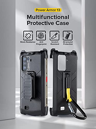 Ulefone Armor 13 Original TPU Black Case, Multifunctional Protective Case Armor 13 with Back Clip Carabine