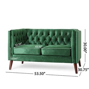 Christopher Knight Home Holasek Love Seats, Emerald + Brown