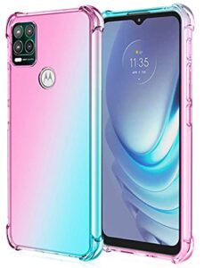 lmposla for moto g stylus 5g case, shockproof slim ultra-thin flexible tpu soft silicone airbag anti-drop case cover for motorola moto g stylus 5g 2021 (pink/teal)