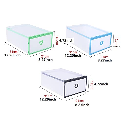 DNYSYSJ Clear Shoe Storage Box with Lid , Stackable Sneaker Organizer for Closet Container Case Plastic Shoe Holder Foldable (Black 20pcs)