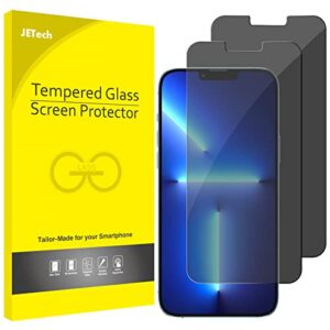 jetech privacy screen protector for iphone 13 pro max 6.7-inch, anti spy tempered glass film, 2-pack