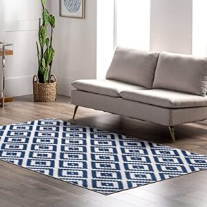 nuloom kellee machine washable modern diamonds area rug, 4' x 6', blue