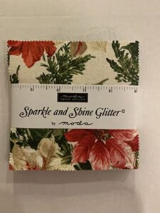 moda fabrics sparkle & shine glitter charm pack by moda; 42-5 inch precut fabric quilt squares, assorted (33600ppgl)