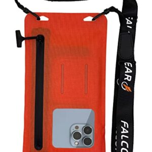 FalconGear Floating Waterproof Phone Pouch Universal Waterproof Phone Case with Zipper & Adjustable Lanyard Cellphone Dry Bag for iPhone 13/12/11 Pro Max XR Galaxy S22/21/20 Ultra (Orange-Red)