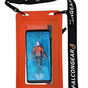 FalconGear Floating Waterproof Phone Pouch Universal Waterproof Phone Case with Zipper & Adjustable Lanyard Cellphone Dry Bag for iPhone 13/12/11 Pro Max XR Galaxy S22/21/20 Ultra (Orange-Red)