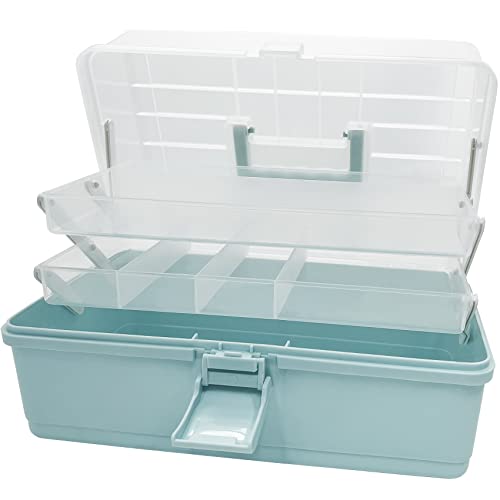 crysting 13 Inch Sewing Box Three Layers, Plastic Craft Organizers and Storage, Multifunction Craft Box/Organizer Box/First Aid Box/Medicine Box/Tool Organizers and Storage with Lids