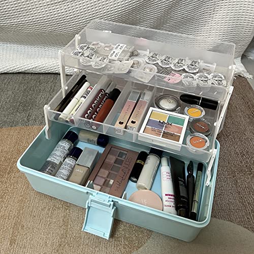 crysting 13 Inch Sewing Box Three Layers, Plastic Craft Organizers and Storage, Multifunction Craft Box/Organizer Box/First Aid Box/Medicine Box/Tool Organizers and Storage with Lids