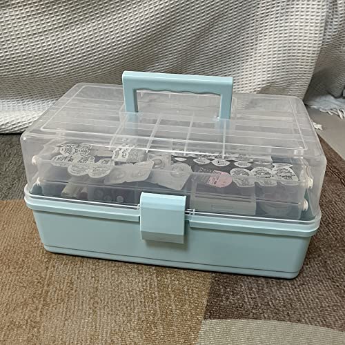 crysting 13 Inch Sewing Box Three Layers, Plastic Craft Organizers and Storage, Multifunction Craft Box/Organizer Box/First Aid Box/Medicine Box/Tool Organizers and Storage with Lids