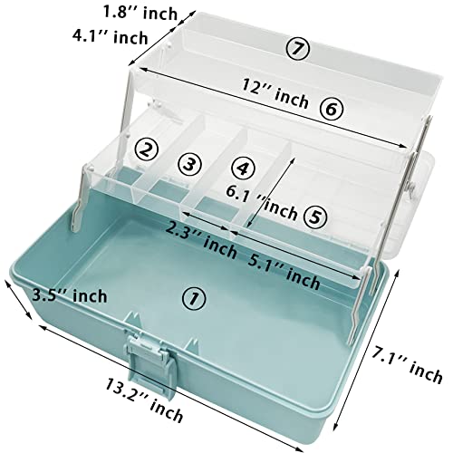 crysting 13 Inch Sewing Box Three Layers, Plastic Craft Organizers and Storage, Multifunction Craft Box/Organizer Box/First Aid Box/Medicine Box/Tool Organizers and Storage with Lids