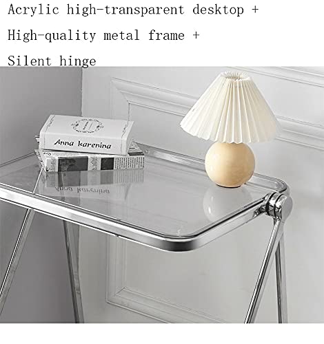 Byjccar Transparent Acrylic Folding Table Portable Small Desk Medieval Bedroom Computer Desk Sofa Side Table (Table, Transparent Desktop)