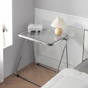 Byjccar Transparent Acrylic Folding Table Portable Small Desk Medieval Bedroom Computer Desk Sofa Side Table (Table, Transparent Desktop)