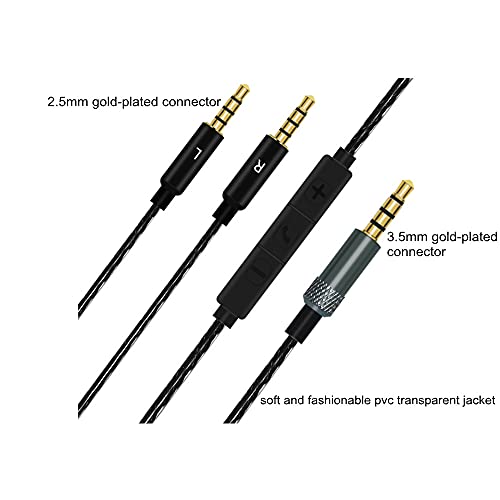 Xivip Replacement Cable Compatible with Sol Republic Master Tracks HD V8, V10, V12, Sol Republic X3 Headphone (Black with Control), 120cm/4ft