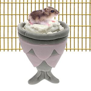 cooshou hamster sleeping bed small animal hanging house sugar glider shark hideout cave guinea pig cozy and warm sleep nest bag cage house for squirrel chinchilla hedgehog ferret (grey)