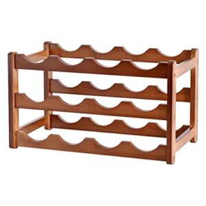 besportble wooden wine storage rack stackable wine bottle holder 3 layer rustic wine shelf cabinet display 12 bottles organizer for home bar shop countertop