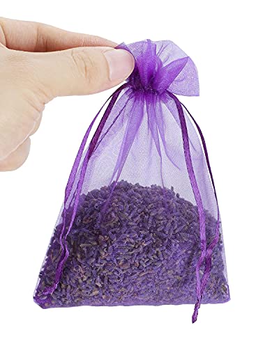 Kslong 100PCS Small Mesh Bags Drawstring 3x4,Sheer Organza Bags Drawstring for Jewelry, Mesh Party Wedding Favor Bags for Small Business,Candy,Bracelet Packaging,Empty Sachet Bags (Purple)