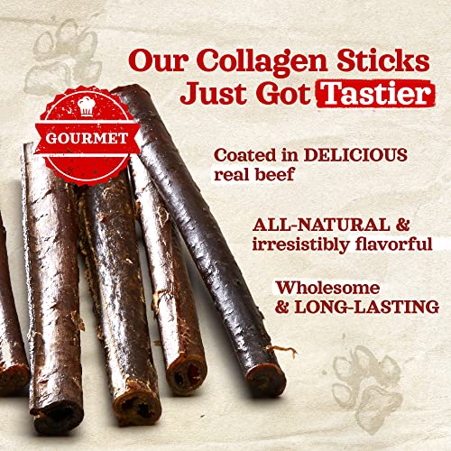 Natural Farm Bully Coated Gourmet Collagen Sticks (4 Inch, 10 Pack), Real Bully Beef Coated, 95% Natural Collagen Dog Chews, Supports Healthy Joints, Skin & Coat - Best for Small & Medium Dogs