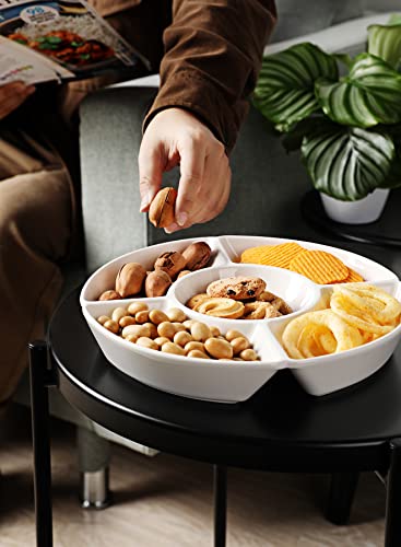 Sweese 712.101 Chip & Dip Serving Set, Porcelain Divided Serving Platter, Relish Tray, Perfect for Chips and Dip, Veggies, Candy and Snacks, White