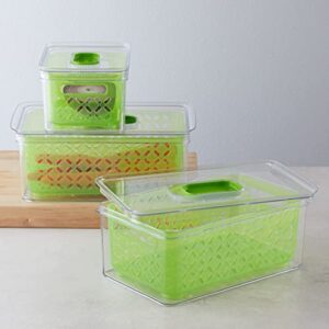 Amazon Basics Set of 3 Produce Food Saving Containers with Vented Lids, BPA Free Plastic - 2 Large (4.3 Qt), 1 Medium (1.9 Qt)