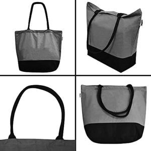 Mamlyn Cotton Canvas Tote Bag with handles, Reusable Cloth Shopping Grocery Bag, Large, Heavy Duty, Zipper Closure