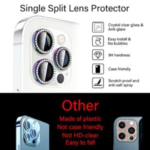 Xfilm for iPhone 12 Pro Max Camera Lens Protector Bling Diamond, HD Clear Tempered Glass Alloy Camera Protection Cover, Single Design, Case Friendly, Scratch Proof (Multi-Color Diamond)