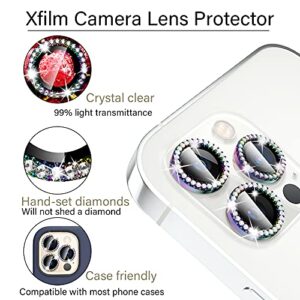 Xfilm for iPhone 12 Pro Max Camera Lens Protector Bling Diamond, HD Clear Tempered Glass Alloy Camera Protection Cover, Single Design, Case Friendly, Scratch Proof (Multi-Color Diamond)