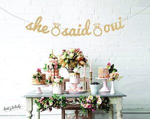 she said oui bachelorette custom glitter banner party wedding decoration