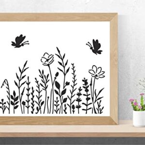 Wild Flower Stencils for Painting 11X8.3" Large Flower Stencil for Walls Leaf Cherry Blossom Vine Stencils Reusable Drawing Stencils for Painting on Wood Wall Canvas Furniture Card